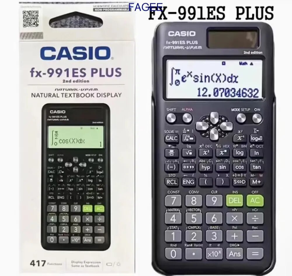 Инженерный калькулятор Casio FX-991ES PLUS 2nd edition для ОГЭ/ЕГЭ, 12 разрядов, черный