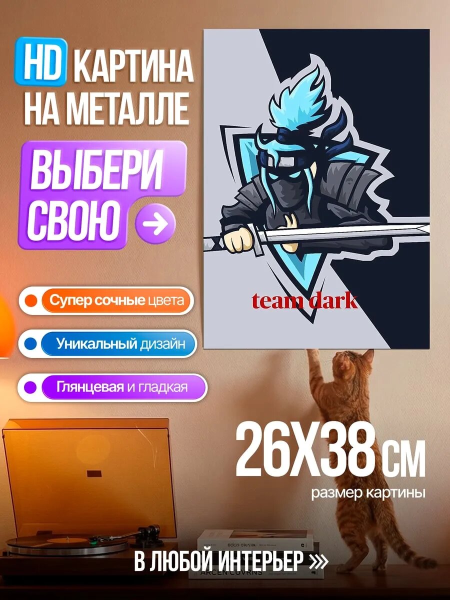 Картина на HD металле team dark ниндзя