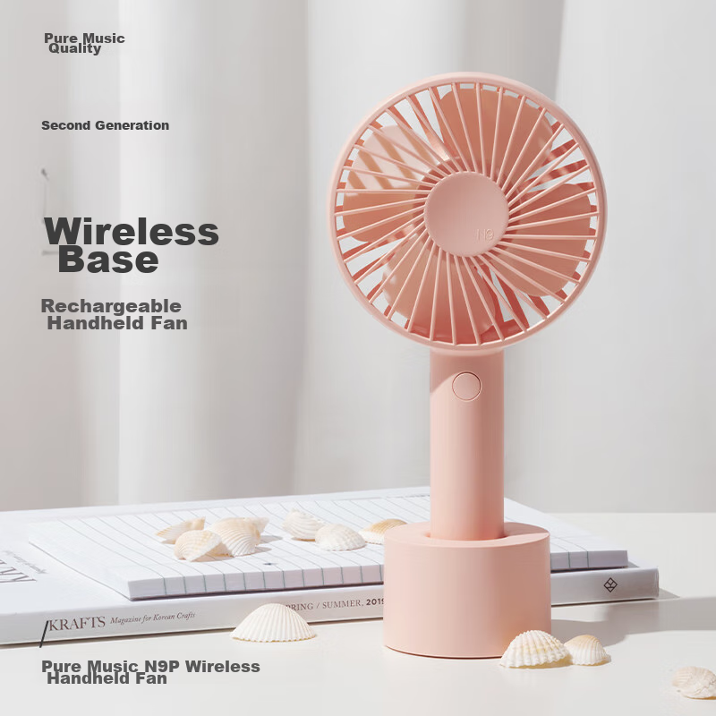 SOLOVE N9pro Handheld Fan, USB Rechargeable, Small Fan with Base, Portable, Summer Outdoor High-Power, Student Desktop, Long Battery Life, Quiet Fan, Pink
