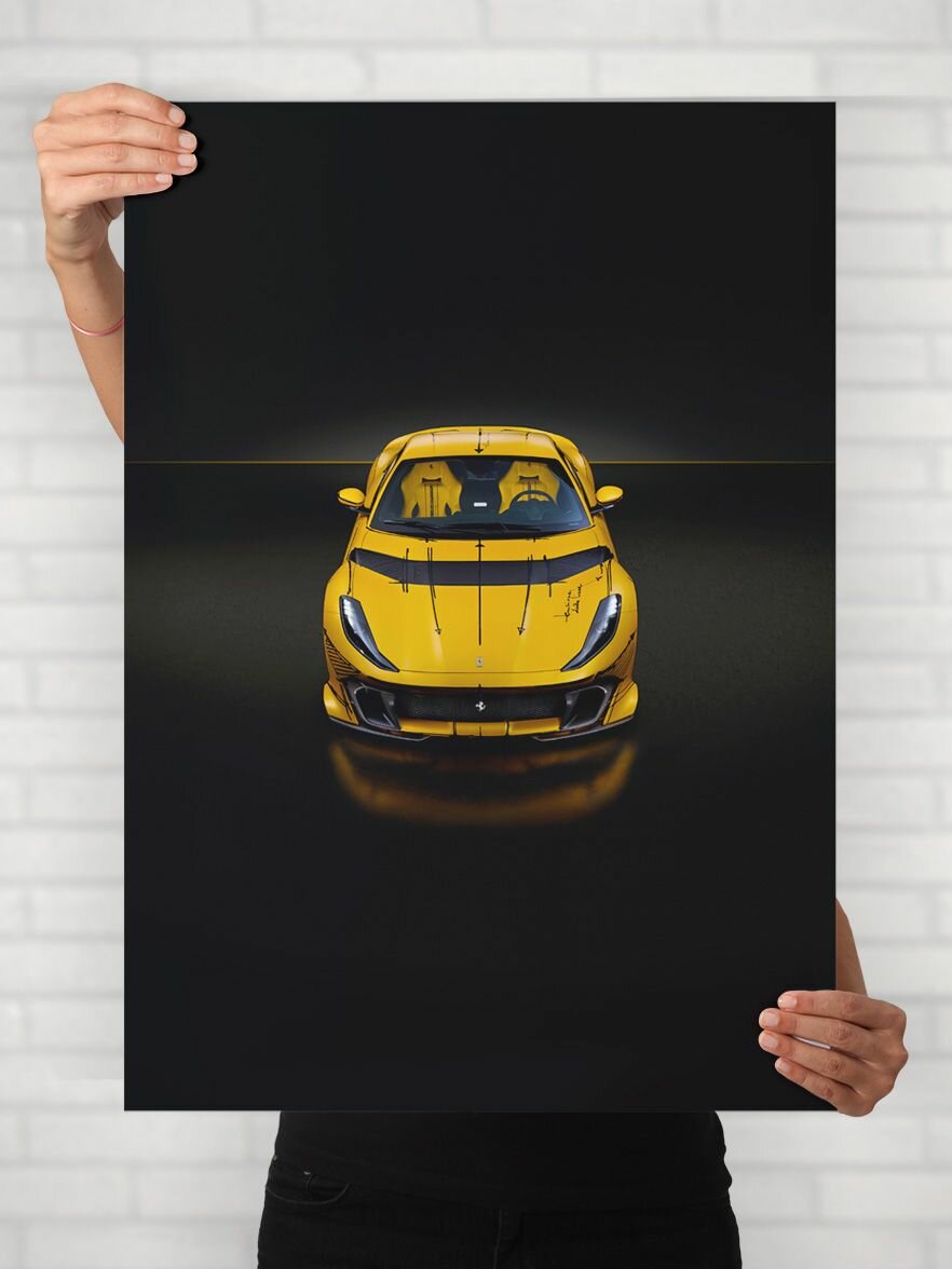 Плакат на стену для интерьера Легенды Авто (Феррари 812 Компетиционе - Ferrari 812 Competizione 4) - Постер по машине формата A1 (61x84 см)
