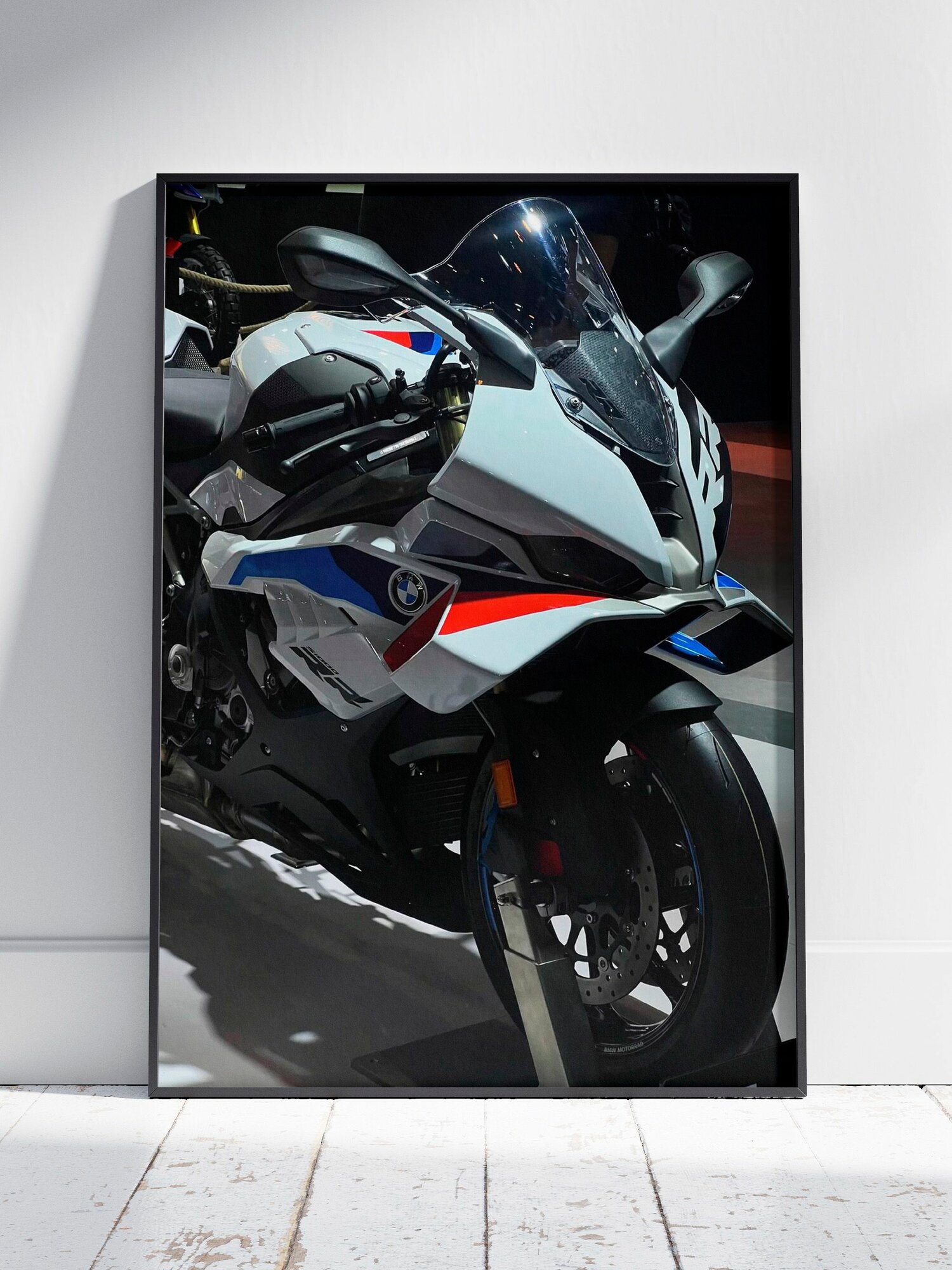 Плакат на стену для интерьера Мотоцикл (BMW S1000RR 1) - Постер по мото и байкам формата A3 (30x42 см)