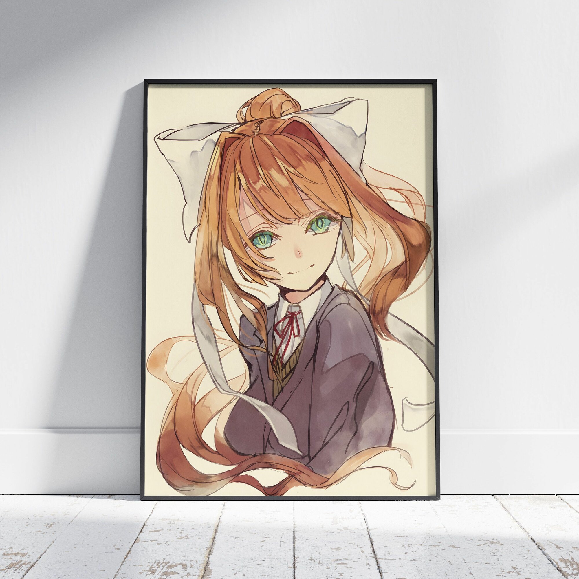 Плакат на стену для интерьера Литературный клуб Доки Доки (DDLC - Моника 16) - Постер по игре визуальной новелле формата А3 (30x42 см)