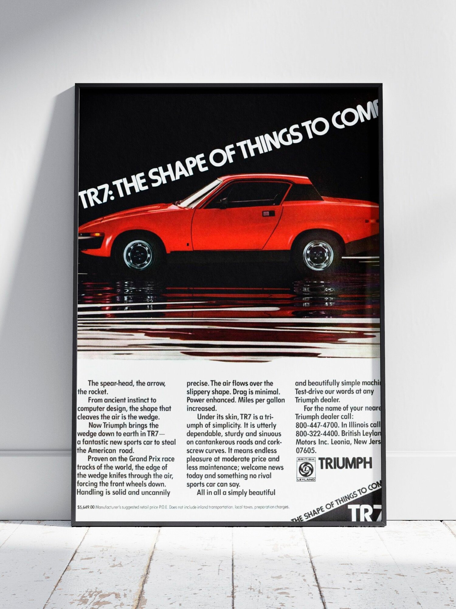 Плакат на стену для интерьера Авто и Мото (Триумф TR7 - Triumph TR7) - Постер по транспорту формата A3 (30x42 см)
