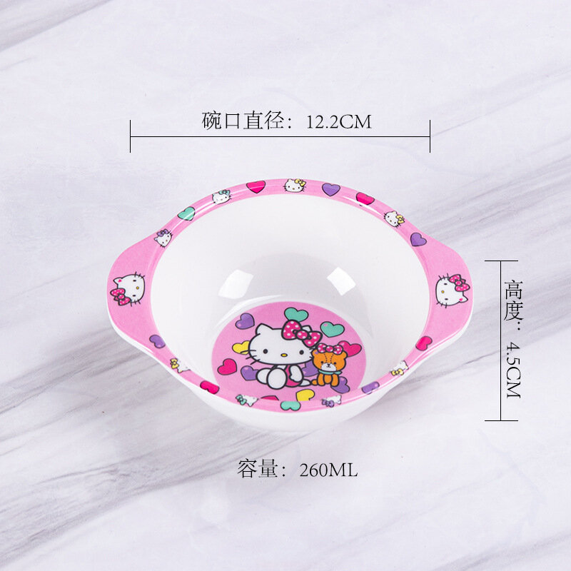 Столовая тарелка для семейного обеда Hello Kitty, милая миска, мультяшный детский набор посуды, миска для риса, тарелка для овощей.
