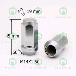Гайка колеса М14 х 1,5 конус L=45мм S=19мм закрытая хром*********