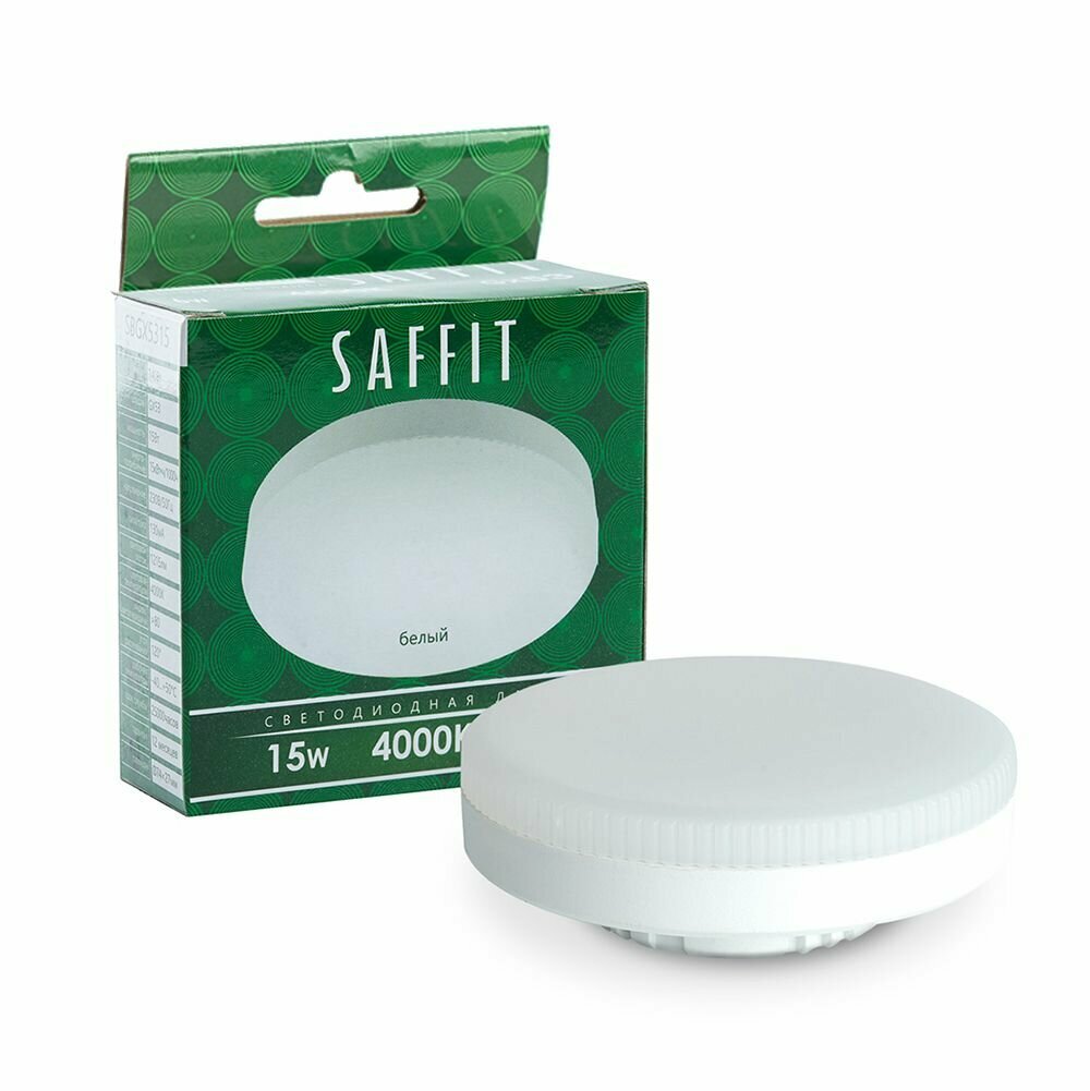 Лампа светодиодная GX53 15W таблетка нейтральный белый свет 4000K Saffit SBGX5315 55192