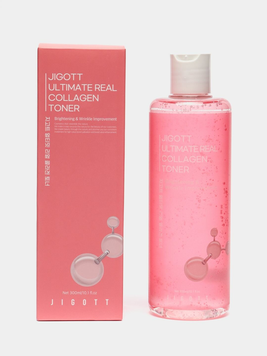 Тонер для лица антивозрастной с коллагеном Jigott Ultimate Real Collagen Toner, 300 мл + тканевая маска для лица в подарок