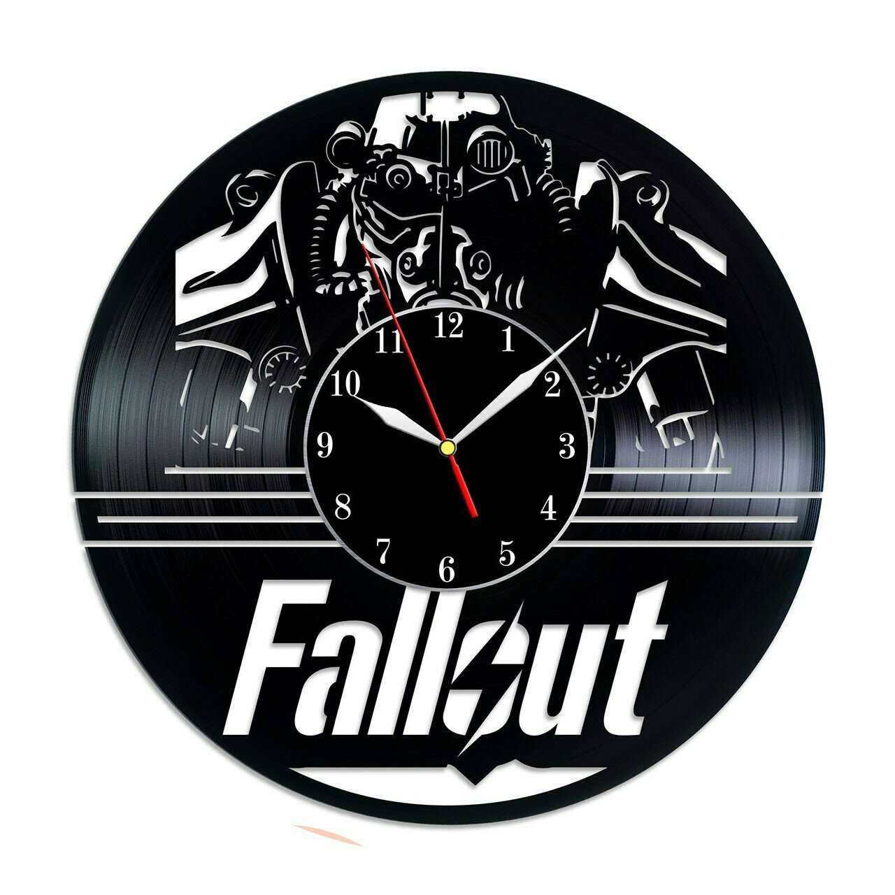 Часы из виниловой пластинки (c) VinylLab Fallout, диаметр 30 см