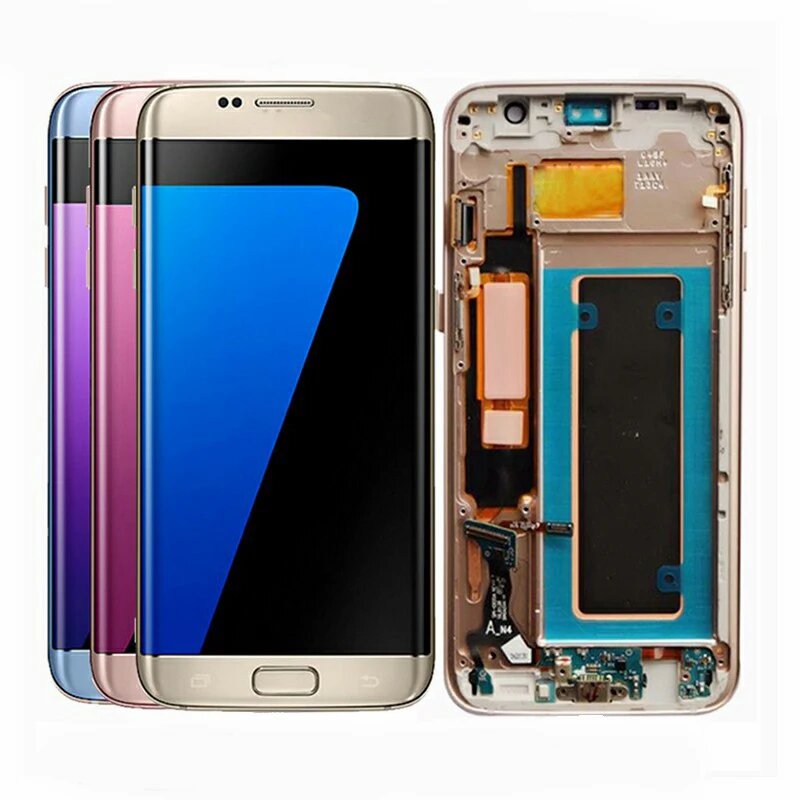 Дисплей SUPER AMOLED с рамкой для Samsung Galaxy S7 Edge G935F, LCD-экран с G935F Gold Frame