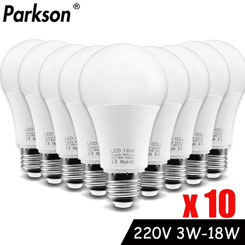 Светодиодные лампы PARKSON E27 9W, теплый белый свет, 10 шт.