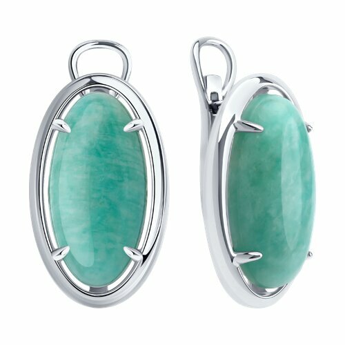 Серьги The Jeweller, серебро, 925 проба, родирование, амазонит, длина 2.5 см, , зелeный — фото 1