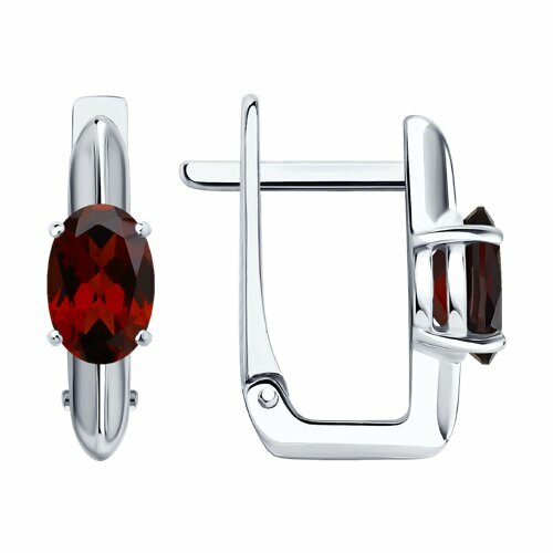 Серьги, серебро, 925 проба, родирование, гранат