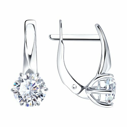 Серьги, серебро, 925 проба, родирование, бриллиант