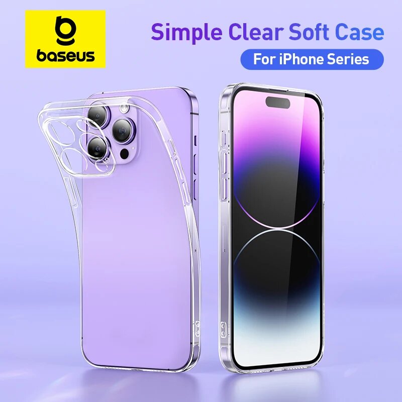 Прозрачный чехол Baseus из ТПУ для iPhone 17, 16, 15, 14, 13, 12, 11 Pro Max Plus Air, мягкий прозрачный чехол для телефона, мягкий тонкий защитный чехол