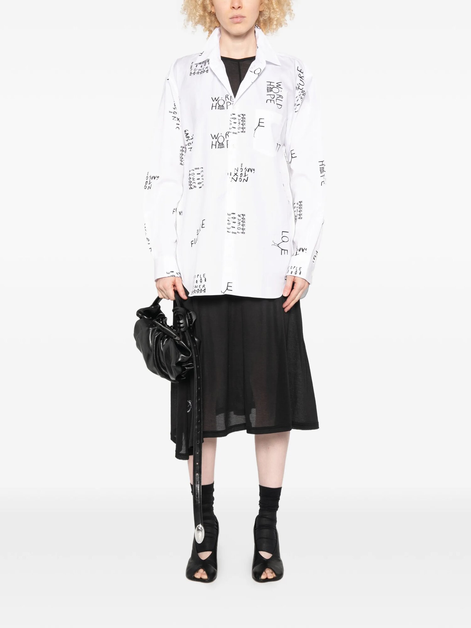 Рубашка Comme des Garcons SHIRT Printed cotton shirt, размер L, white — фото 1