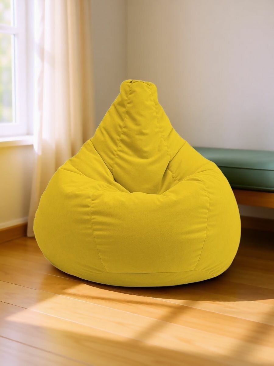 Кресло-мешок aLounge - Bean Bag 4XL - Yellow Shine (велюр, желтый) - со съемным внешним чехлом