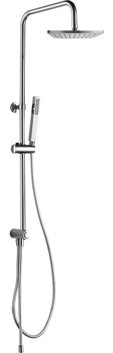 Душевая стойка Aquanet Practic AF100-70-S-C хром, глянцевая, душевая система с тропическим душем, без смесителя, латунная, нержавеющая сталь