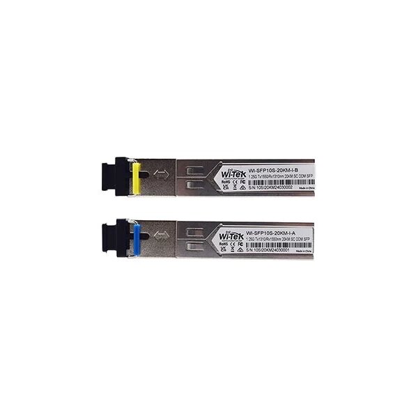 Промышленный модуль SFP Wi-Tek WI-SFP10S-20KM-I с разъемом SC, до 20 км, 2 шт. в комплекте