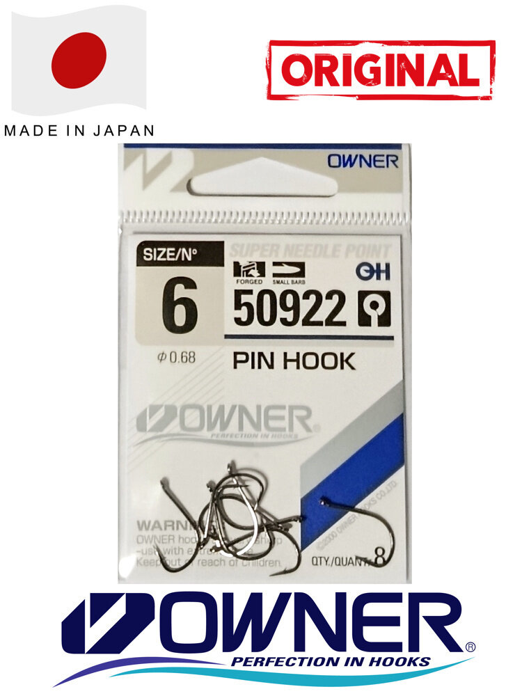 Крючки OWNER 50922 №6 PIN HOOK / Крючок, Овнер, одинарные для рыбалки