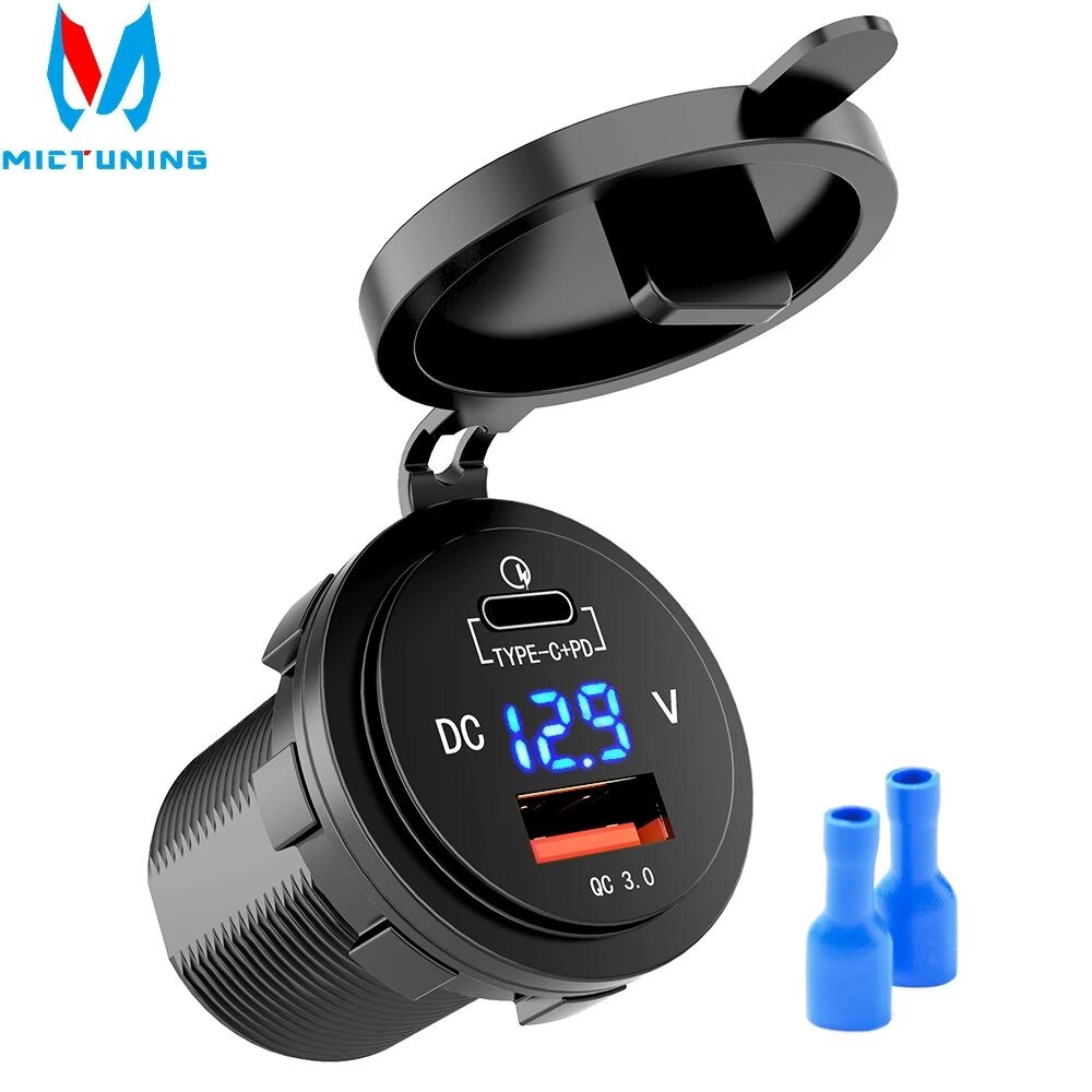 Автомобильное зарядное устройство MICTUNING 12/24 В USB-C для мотоцикла, 5 В, 3,1 А, водонепроницаемый адаптер для быстрой зарядки для автомобиля, лодки, грузовика