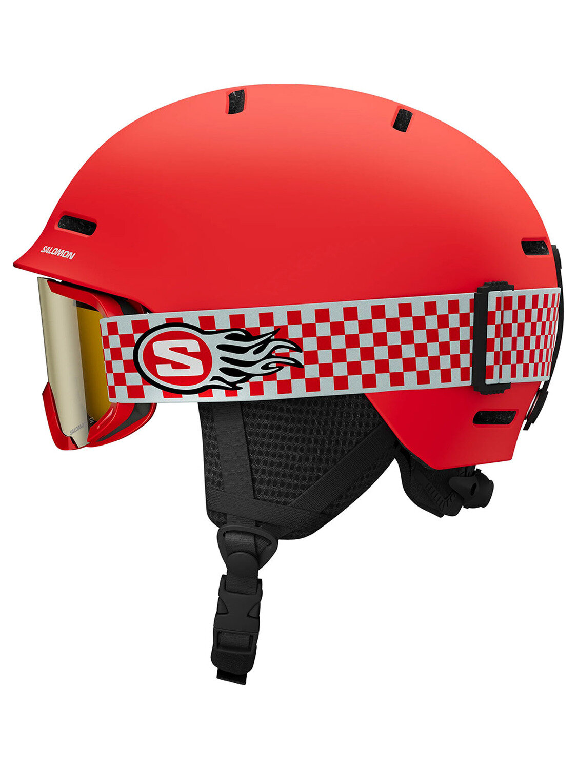 Горнолыжный шлем Salomon Player Combo Cherry Tomato 25/26 Красный, для детей , Красный