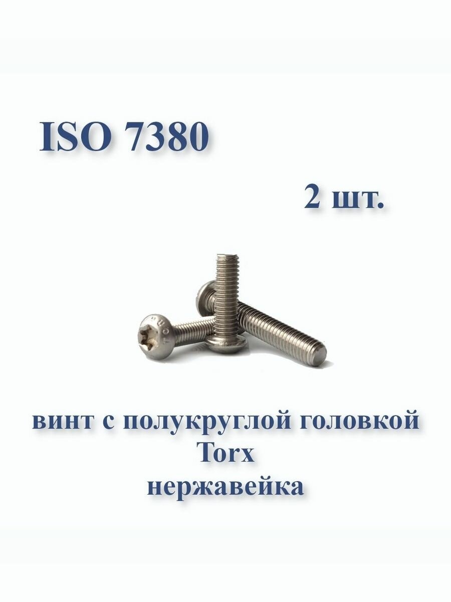 Винт М6х16 с полукруглой головкой ISO 7380 / ГОСТ 28963-91 А2, Torx, нержавейка, 2 шт.