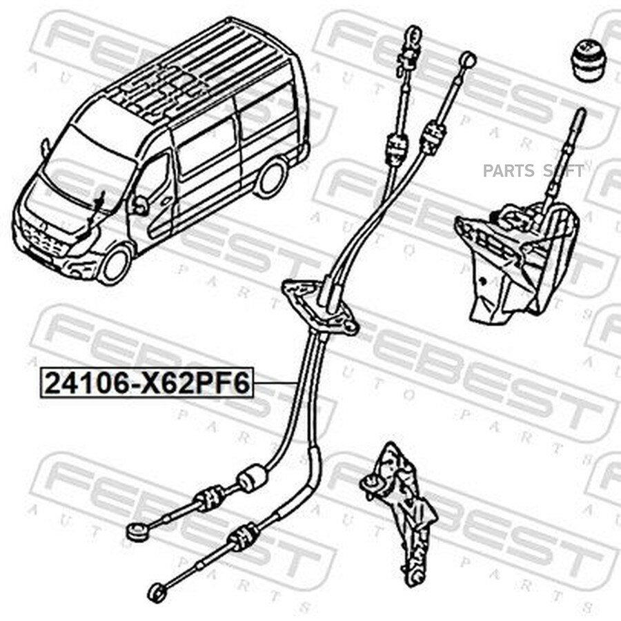FEBEST 24106X62PF6 трос управления КПП!\ Renault Master III Van 10>