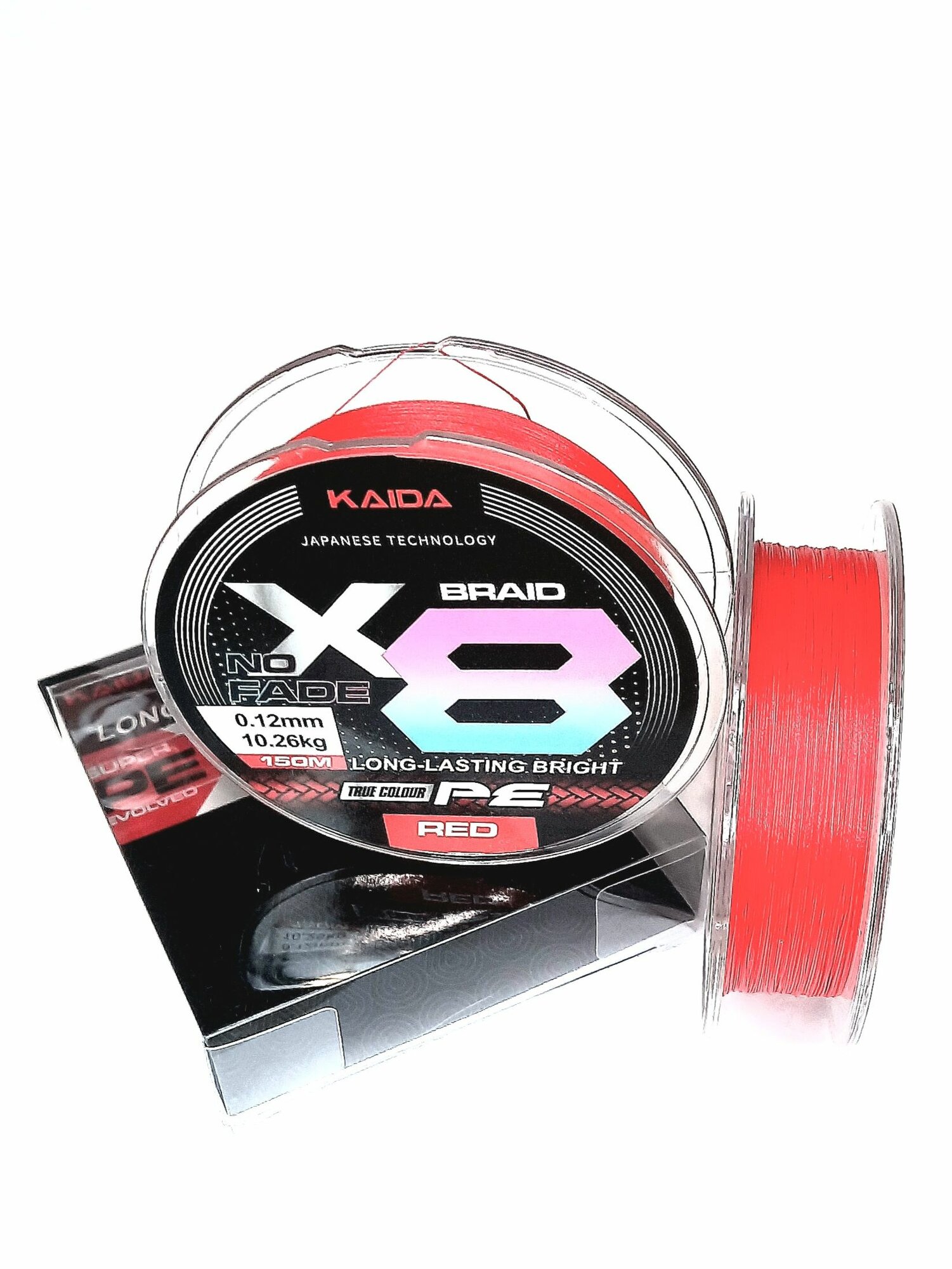 Плетеный шнур красный KAIDA X8 JAPANESE TECHNOLOGY 150м 0,12мм плетенка кайда красная