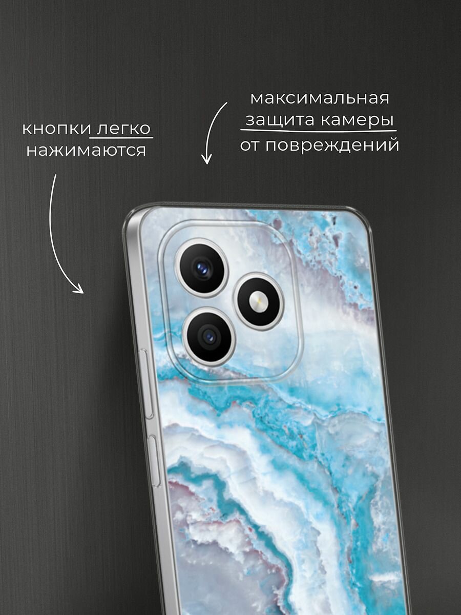 Чехол на Honor X8d / Хонор X8d с принтом Нежно-голубой мрамор — фото 1