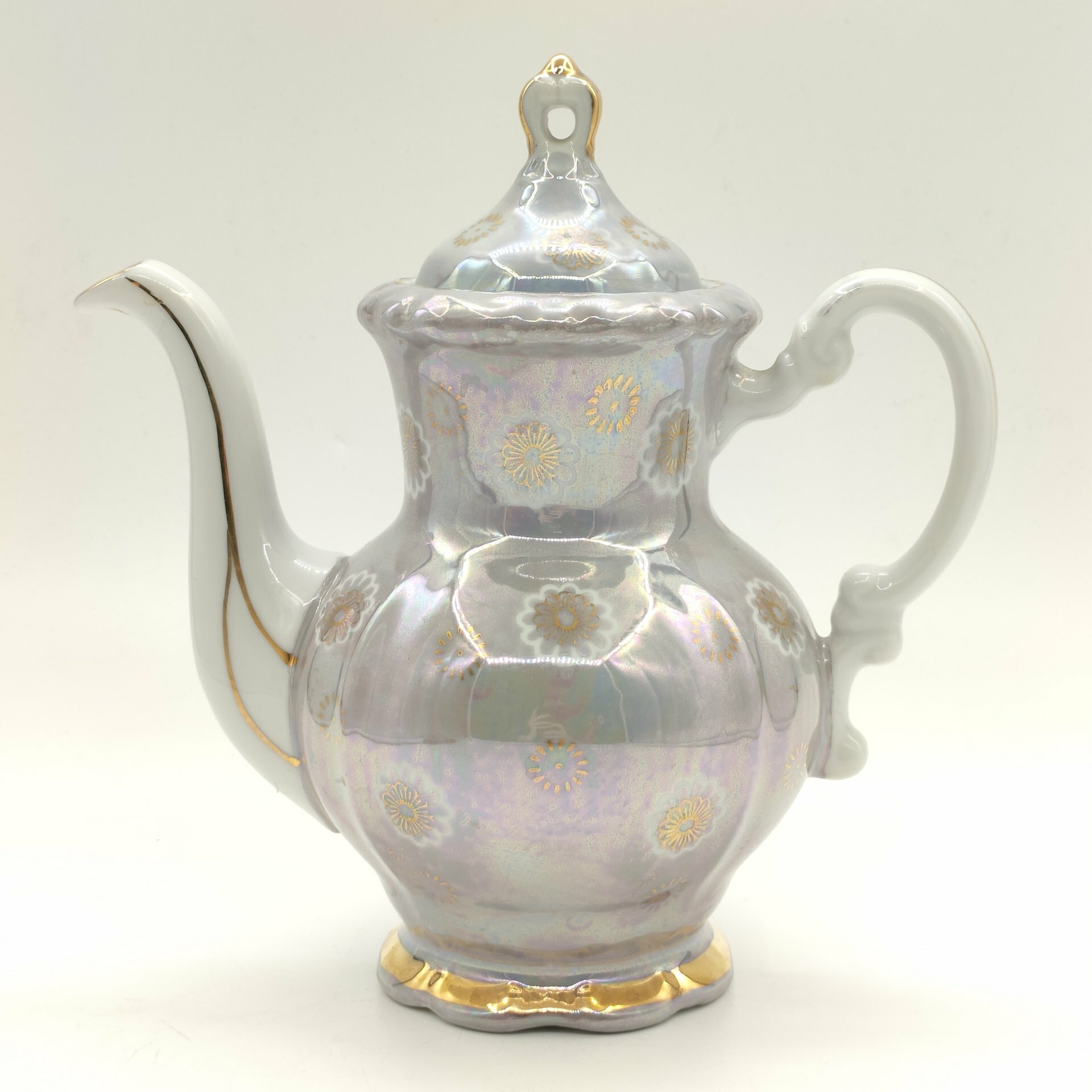 Чайник заварочный с цветочным декором, Мануфактура "Орёл Ямакоси", фарфор, люстр
