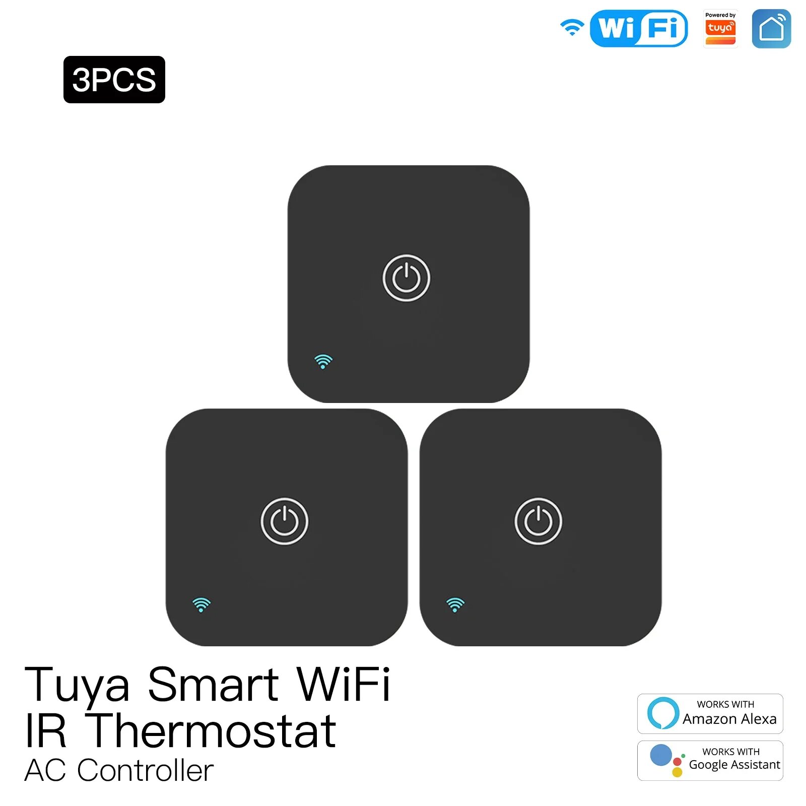 MOES Tuya WiFi IR Термостат Контроллер кондиционера Удаленный пульт Датчик температуры и влажности Умная жизнь Голосовое управление Alexa Google-3PCS Датчик удалённого управления