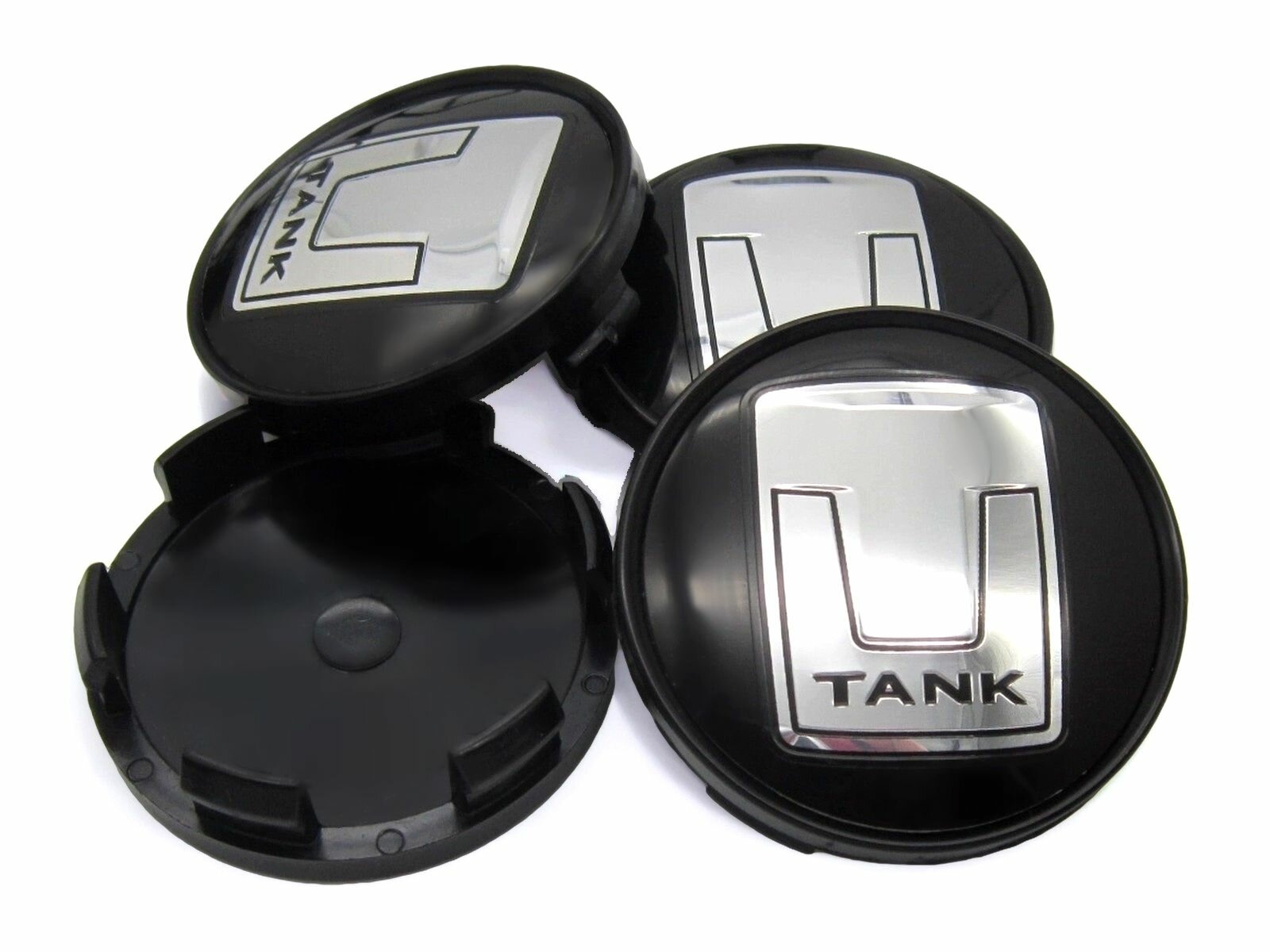 Колпачки заглушки на литые диски TANK silver 59/56/10 мм, комплект 4 шт.