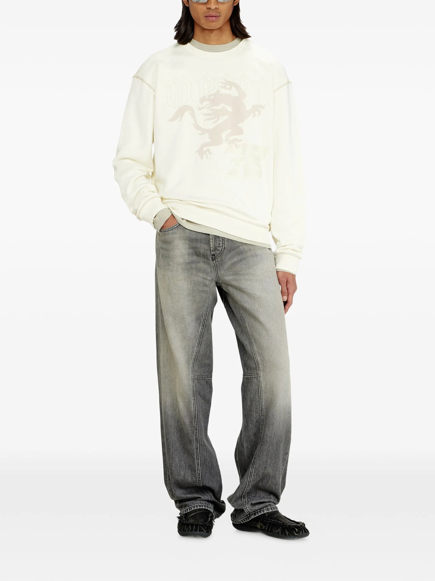 Свитер DIESEL Embroidered-patch graphic-print sweater, размер 2XL, , разноцветный — фото 1