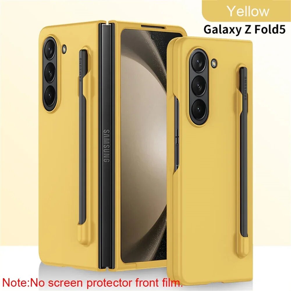 Роскошный Тонкий Чехол Для Samsung Z Fold С Эффектом Кожи И Желтый, YELLOW, for galaxy z fold 5