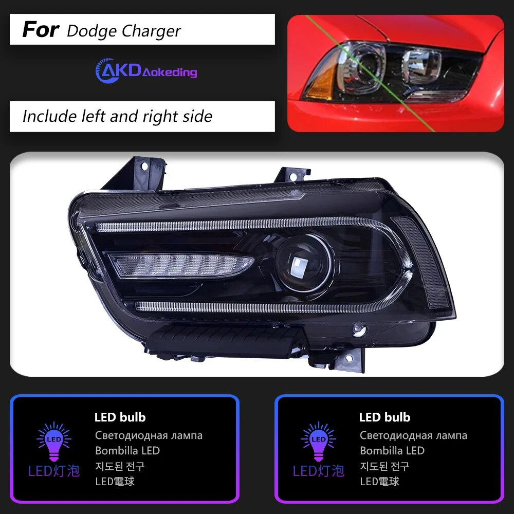 Фары для Dodge Charger LED фары 2011-2014 Charger фары Drl проекторное стекло Автомобильные аксессуары