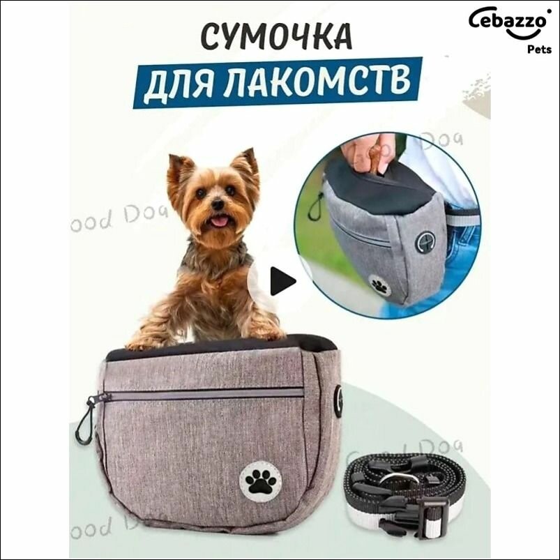 Сумка для лакомств собак 3в1 Дрессировочная сумка на пояс и плечо Водонепроницаемая