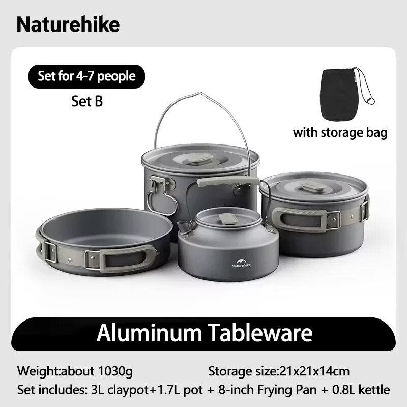Naturehike набор посуды для 4-7 человек Set B
