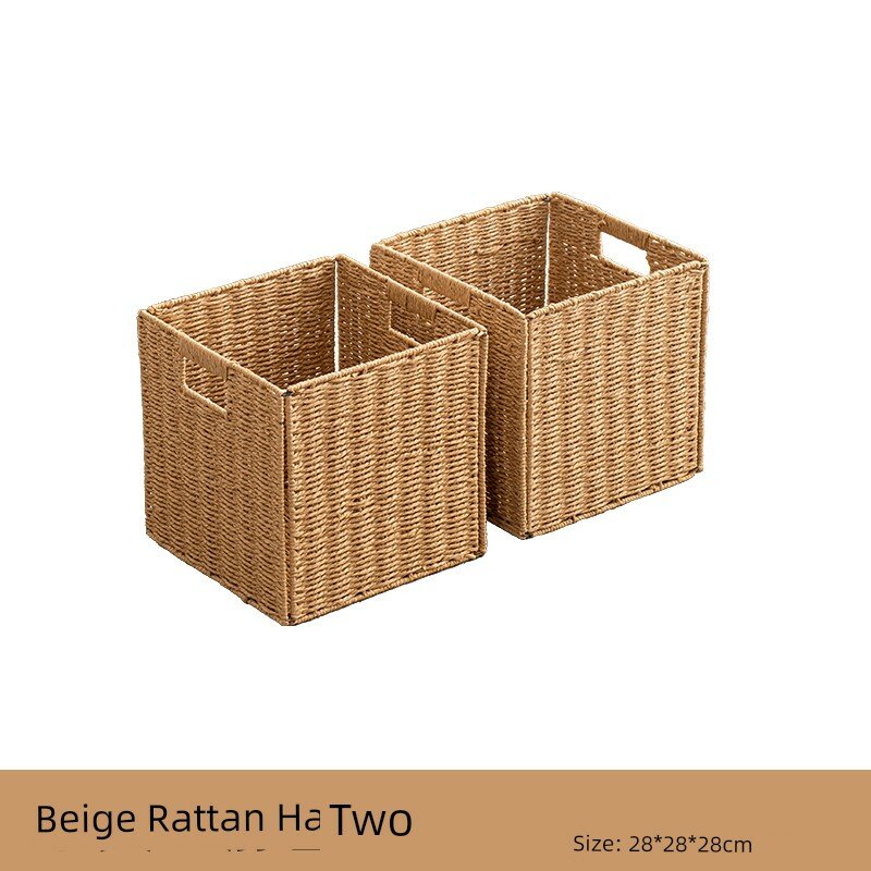 Японская складная коробка из ракатана для игрушек - бежевая, 2 шт, 28x28x28 см компактный органайзер для гостиной