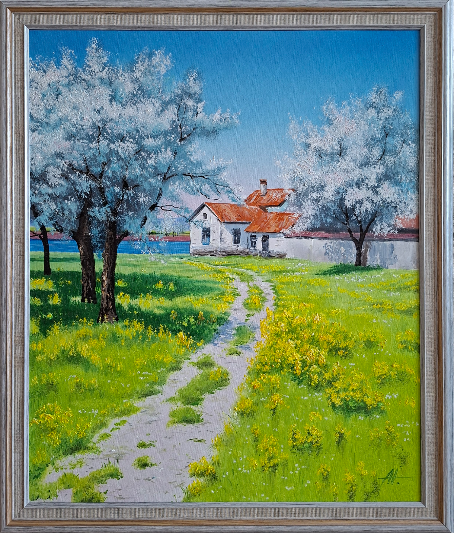 Картина "Цветущий май" 50-60 см, холст, масло. Живописный весенний пейзаж