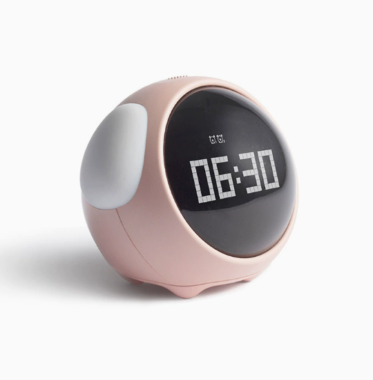 Умный будильник "Cute Expression Alarm Clock", Розовый, тип батареек AAA