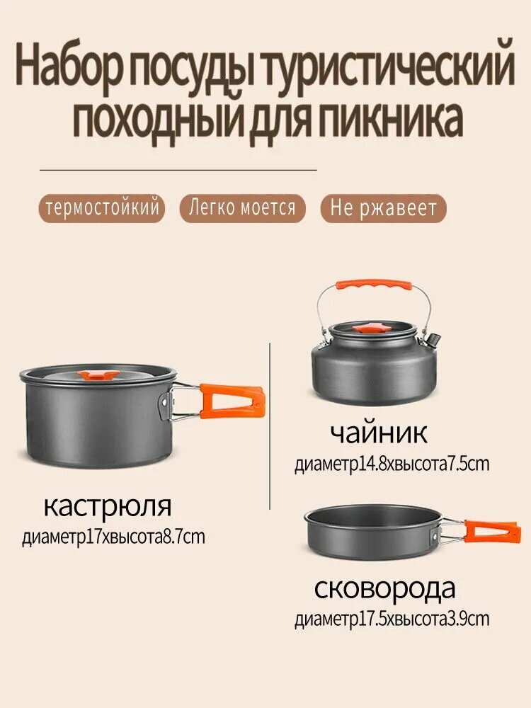 Легкий набор туристической посуды из алюминия, складной котелок и кружка, для выживания и пикника