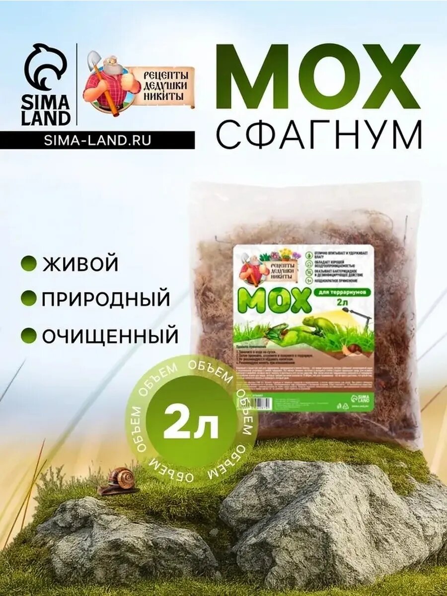 Мох для террариума 2 л — 自然ный уют для ваших питомцев