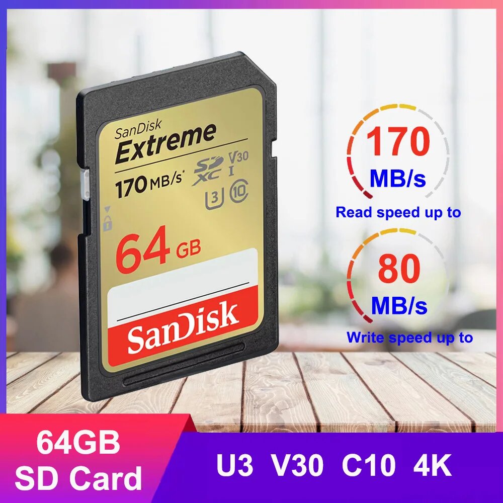 SanDisk Ultra/Extreme/Extreme PRO SD-карта 32/64/128/256 ГБ SDXV 64GB