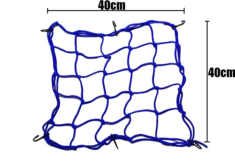 Сетка-банджи 40x40 см, синяя, для мотоцикла, 6 крючков