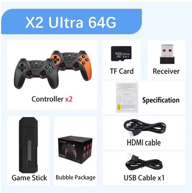 X2 Ultra 64GB Game Stick с 2 контроллерами