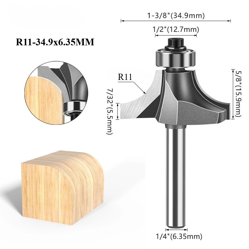 Фреза угловая для дерева R11-34.9x6.35MM, 1/4"