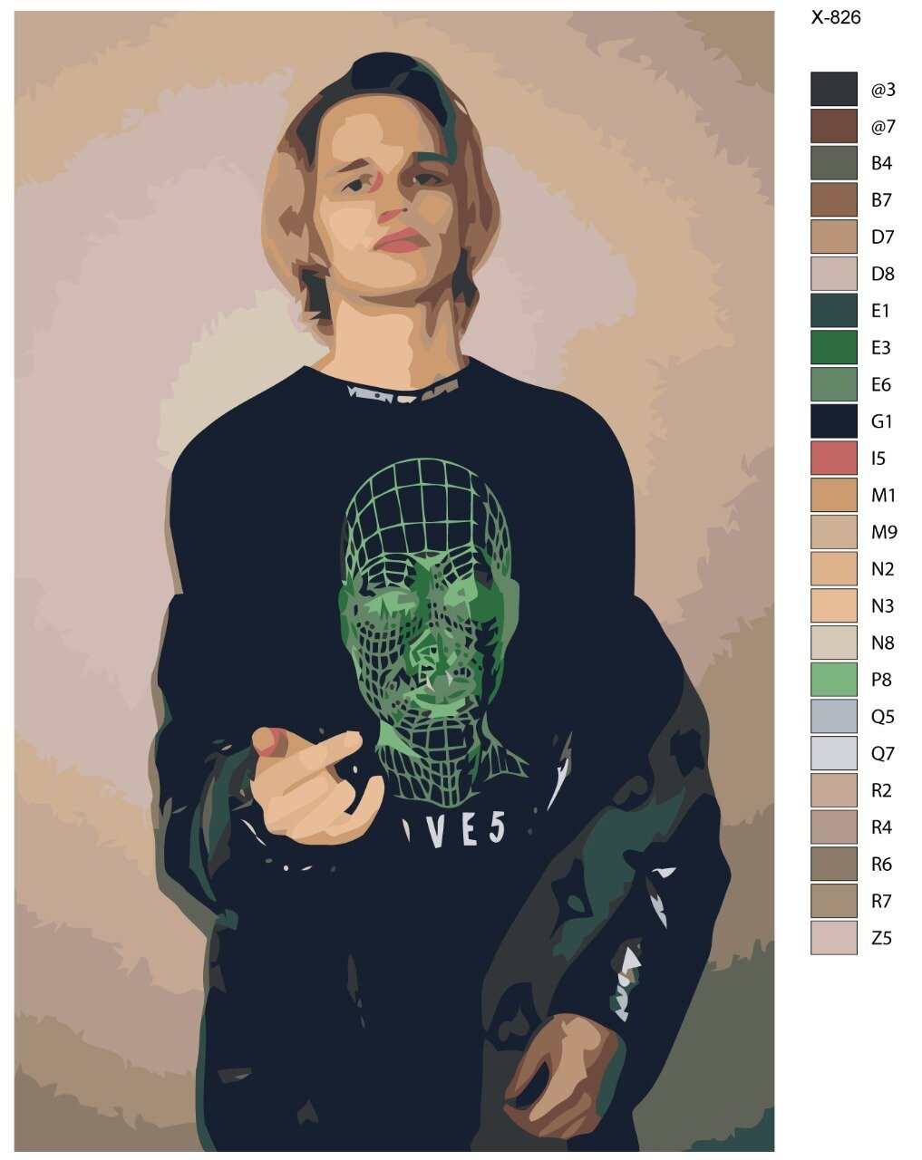 Картина по номерам X-826 "Репер Scally Milano" 80x120