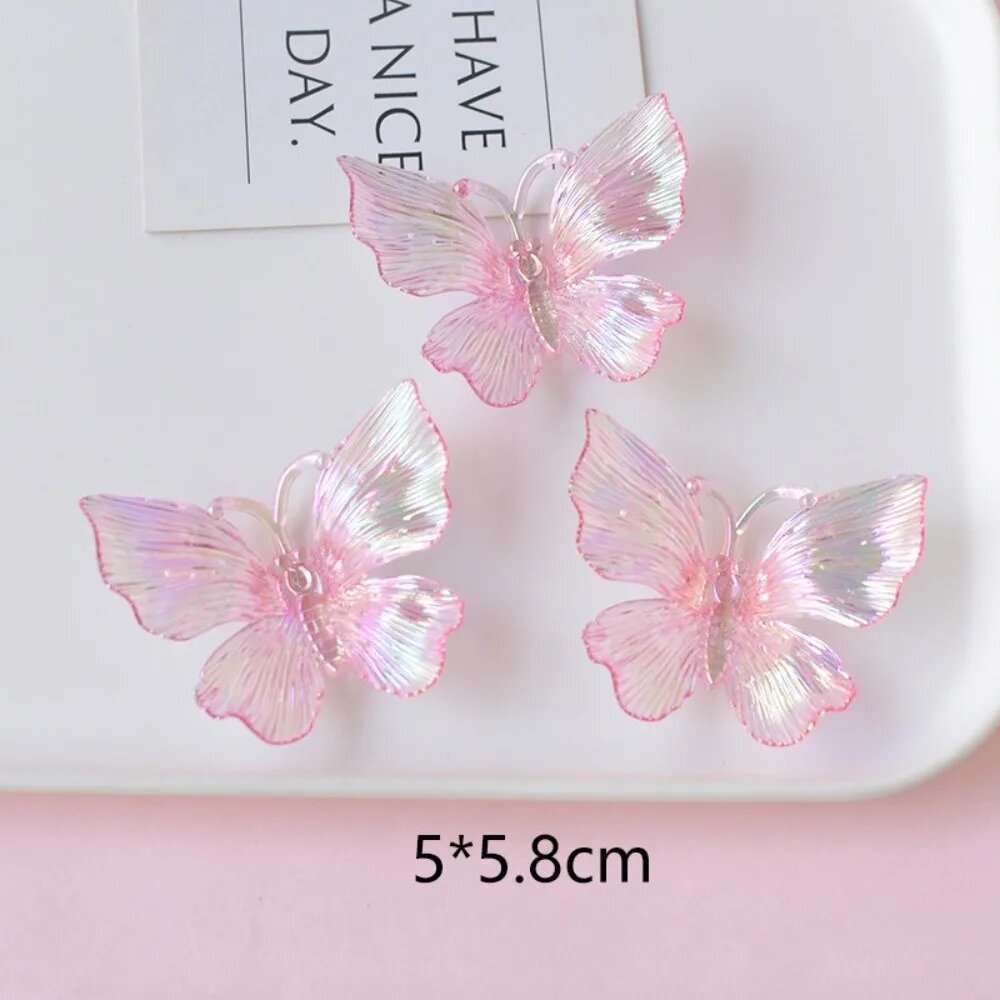 Прозрачные пластиковые бабочки для рукоделия -10pcs-3