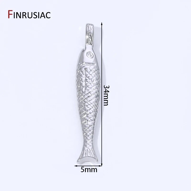 FINRUSIAC Позолоченные рыбки шармы для украшений 3 pieces, Rhodium Plated