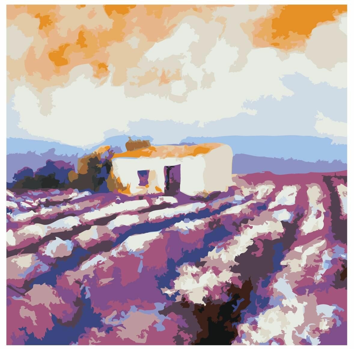 Картина по номерам, 40 x 40, LI-134, дом в лавандовом поле